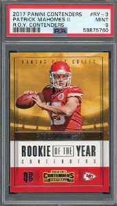 patrick mahomes 2017 panini contenders football rookie card #ry-3 graded psa 9