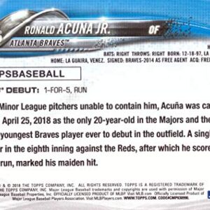 2018 Topps Update Baseball #US252 Ronald Acuna Jr. Rookie Debut Card