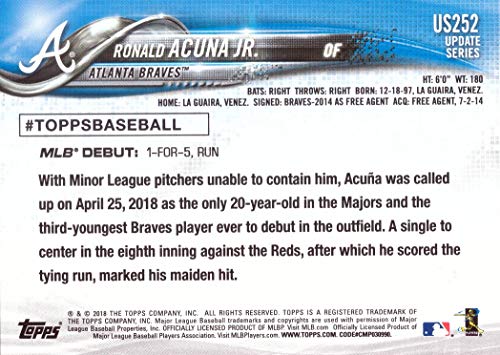 2018 Topps Update Baseball #US252 Ronald Acuna Jr. Rookie Debut Card