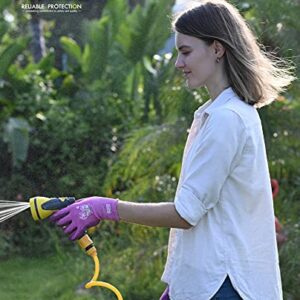 PACIFIC PPE 6 Pairs Gardening Gloves for women and Ladies, Rubber Coated Garden Gloves, Outdoor Protective Work Gloves, Medium Size fits Most, Purple & Yellow & Red