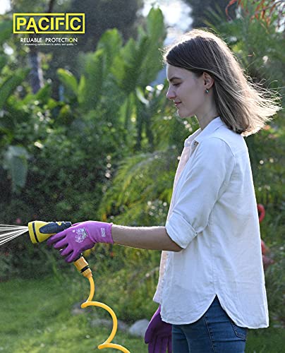 PACIFIC PPE 6 Pairs Gardening Gloves for women and Ladies, Rubber Coated Garden Gloves, Outdoor Protective Work Gloves, Medium Size fits Most, Purple & Yellow & Red