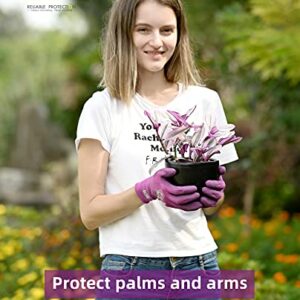 PACIFIC PPE 6 Pairs Gardening Gloves for women and Ladies, Rubber Coated Garden Gloves, Outdoor Protective Work Gloves, Medium Size fits Most, Purple & Yellow & Red