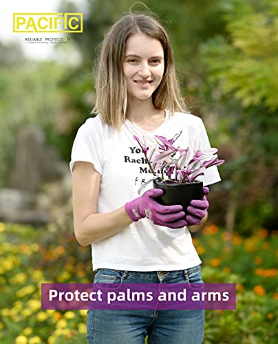 PACIFIC PPE 6 Pairs Gardening Gloves for women and Ladies, Rubber Coated Garden Gloves, Outdoor Protective Work Gloves, Medium Size fits Most, Purple & Yellow & Red