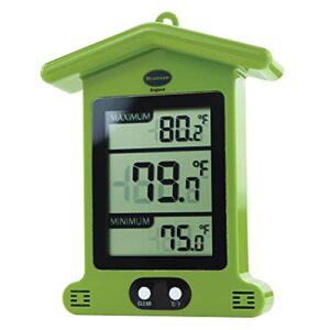 brannan digital green greenhouse thermometer – stylish weatherproof max min thermometer to monitor maximum and minimum temperatures in a garden greenhouse indoor room home growroom easily wall mounted