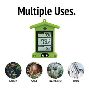 Brannan Digital Green Greenhouse Thermometer – Stylish Weatherproof Max Min Thermometer to Monitor Maximum and Minimum Temperatures In a Garden Greenhouse Indoor Room Home Growroom Easily Wall Mounted