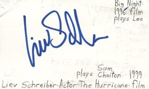 liev schreiber actor the hurricane movie autographed signed index card jsa coa