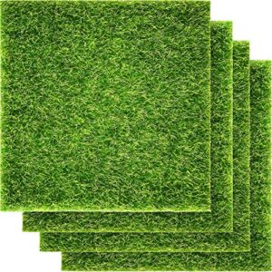 4 packs fake grass for crafts artificial garden grass for dollhouse 6 x 6 inches miniature ornament garden dollhouse diy grass