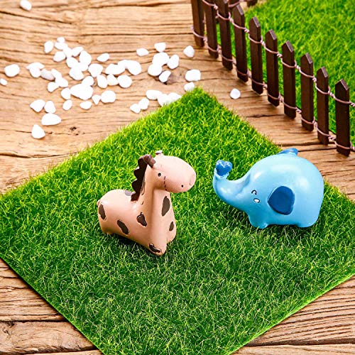 4 Packs Fake Grass for Crafts Artificial Garden Grass for Dollhouse 6 X 6 Inches Miniature Ornament Garden Dollhouse DIY Grass