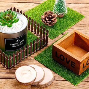 4 Packs Fake Grass for Crafts Artificial Garden Grass for Dollhouse 6 X 6 Inches Miniature Ornament Garden Dollhouse DIY Grass