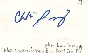 chloe sevigny actress boys don’t cry movie autographed signed index card jsa coa