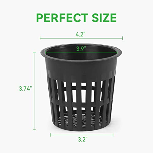 GROWNEER 25 Packs 4 Inch Garden Slotted Mesh Net Cups, Heavy Duty Net Pots with 25Pcs Plant Labels, Wide Lip Bucket Basket for Hydroponics