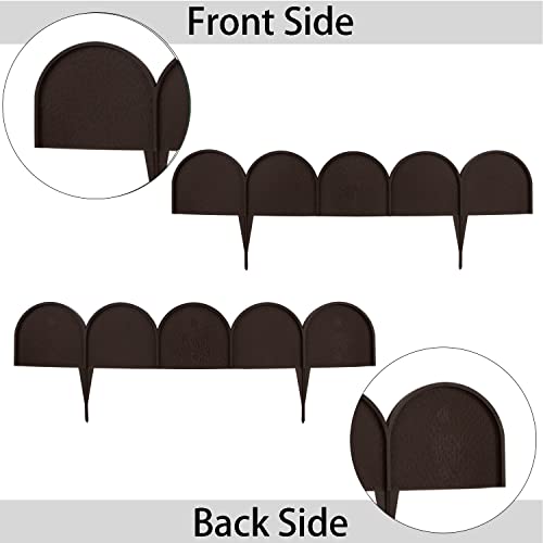 Evelyne Garden Border Edging in Half Round (Semicircle) Arched Design - 20pcs Brown Yard Landscaping Fence Liner Lawn Edge Barrier - 33ft. Kit of Decorative Lawn Landscape Panels Elements