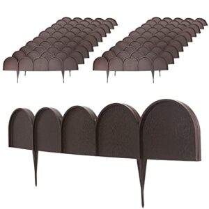 evelyne garden border edging in half round (semicircle) arched design – 20pcs brown yard landscaping fence liner lawn edge barrier – 33ft. kit of decorative lawn landscape panels elements