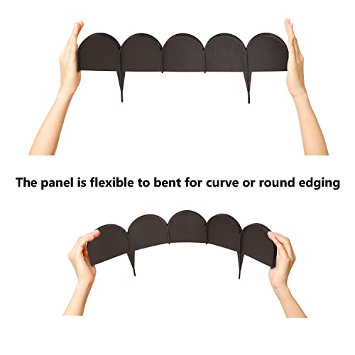 Evelyne Garden Border Edging in Half Round (Semicircle) Arched Design - 20pcs Brown Yard Landscaping Fence Liner Lawn Edge Barrier - 33ft. Kit of Decorative Lawn Landscape Panels Elements