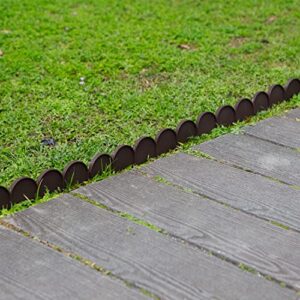 Evelyne Garden Border Edging in Half Round (Semicircle) Arched Design - 20pcs Brown Yard Landscaping Fence Liner Lawn Edge Barrier - 33ft. Kit of Decorative Lawn Landscape Panels Elements