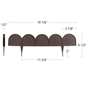 Evelyne Garden Border Edging in Half Round (Semicircle) Arched Design - 20pcs Brown Yard Landscaping Fence Liner Lawn Edge Barrier - 33ft. Kit of Decorative Lawn Landscape Panels Elements