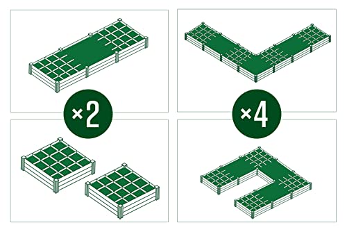 Vita VT17104 48in x 7.5in GRO Grid Garden Bed, 7.38" H, White