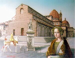 medici woman and knight in san lorenzo square