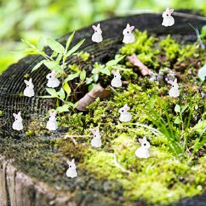 KIMOBER 50PCS Mini Bunny Miniature Figurines,White Resin Rabbit Figures for Fairy Garden Easter Egg Fillers Landscape DIY Terrarium Crafts