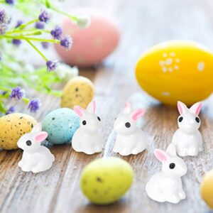 KIMOBER 50PCS Mini Bunny Miniature Figurines,White Resin Rabbit Figures for Fairy Garden Easter Egg Fillers Landscape DIY Terrarium Crafts