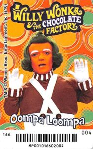 oompa loompa willy wonka trading gaming card dave busters wb ent 2016#004 2×3 inches