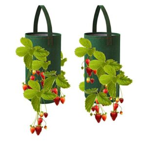 pri gardens hanging strawberry planter for strawberry bare root plants (roots not included) felt material 2 pack