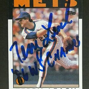 Terry Leach Signed Baseball Card with JSA COA