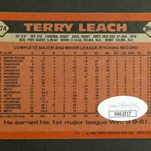 Terry Leach Signed Baseball Card with JSA COA