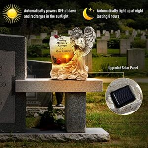 OakiWay Memorial Gifts - Garden Angel Statue Sympathy Gift with Solar Led Light, in Memory of Loved One, Condolence Gifts, Bereavement Gifts, Remembrance Gifts, Cemetary Grave Decorations