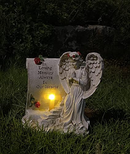 OakiWay Memorial Gifts - Garden Angel Statue Sympathy Gift with Solar Led Light, in Memory of Loved One, Condolence Gifts, Bereavement Gifts, Remembrance Gifts, Cemetary Grave Decorations