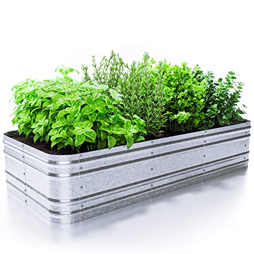 KIBAGA Premium Raised Garden Bed for Outdoors - Sturdy and Easy to Assemble Galvanized Steel Planter Box - Versatile Metal Planter is Perfect to Grow Your Beautiful Herbs, Vegetables and Flowers