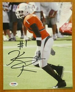 kenny phillips signed miami hurricanes football 8×10 photo psa sticker no card