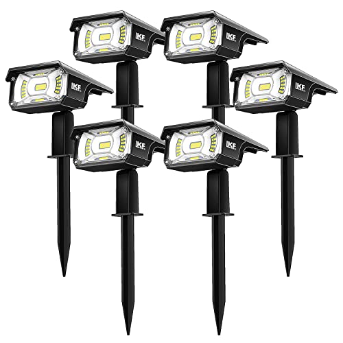 LKF Solar Spotlights Outdoor, USB & Solar Powered Landscape Spotlights, IP65 Waterproof Wall Lights Auto On/Off, 40LEDs Garden Lights for Yard Backyard Walkway Driveway Patio, 6 Pack