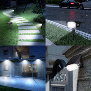 LKF Solar Spotlights Outdoor, USB & Solar Powered Landscape Spotlights, IP65 Waterproof Wall Lights Auto On/Off, 40LEDs Garden Lights for Yard Backyard Walkway Driveway Patio, 6 Pack