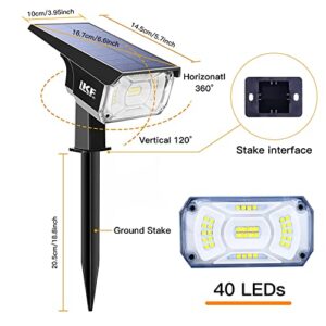 LKF Solar Spotlights Outdoor, USB & Solar Powered Landscape Spotlights, IP65 Waterproof Wall Lights Auto On/Off, 40LEDs Garden Lights for Yard Backyard Walkway Driveway Patio, 6 Pack