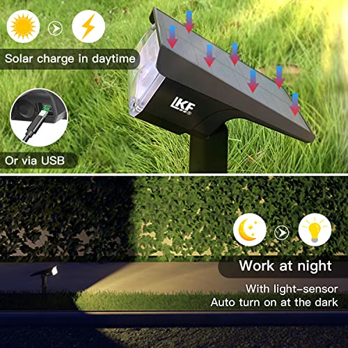 LKF Solar Spotlights Outdoor, USB & Solar Powered Landscape Spotlights, IP65 Waterproof Wall Lights Auto On/Off, 40LEDs Garden Lights for Yard Backyard Walkway Driveway Patio, 6 Pack