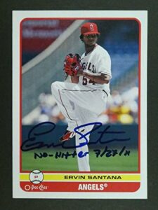 ervin santana signed baseball card with jsa coa