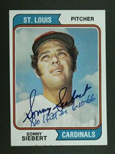 sonny siebert signed baseball card with jsa coa