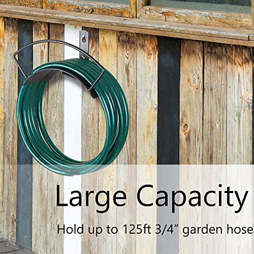 Wall Mount Garden Hose Holder, Heavy Duty Water Hose Holder Easily Holds Up To 125 Feet 3/4’’ Hose, Solid Metal & Rust-Free, Perfect Garden Hose Storage for Outside Yard Lawn,Black