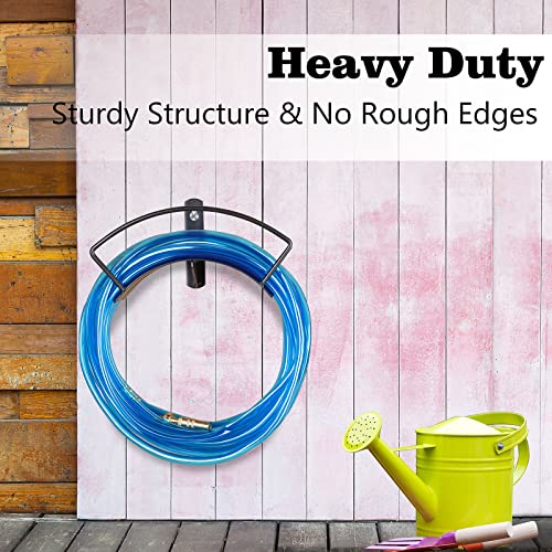 Wall Mount Garden Hose Holder, Heavy Duty Water Hose Holder Easily Holds Up To 125 Feet 3/4’’ Hose, Solid Metal & Rust-Free, Perfect Garden Hose Storage for Outside Yard Lawn,Black