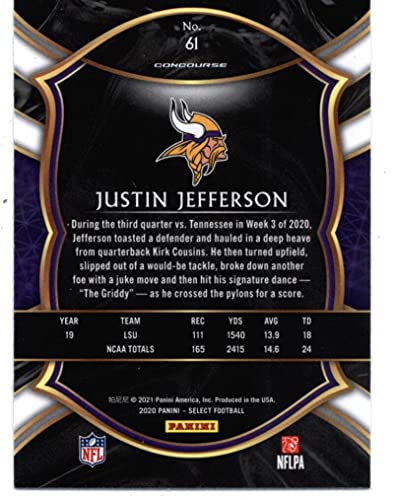 2020 Panini Select #61 Justin Jefferson Concourse RC- ROOKIE CARD Minnesota Vikings NM-MT