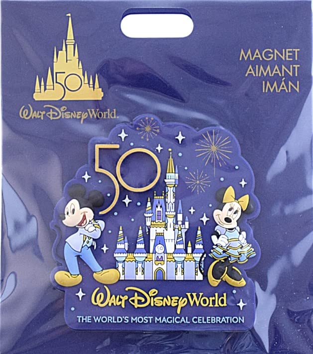 Disney Parks Magnet - Walt Disney World - 50th Anniversary - Mickey & Minnie Mouse at Cinderella Castle