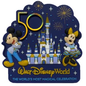 Disney Parks Magnet - Walt Disney World - 50th Anniversary - Mickey & Minnie Mouse at Cinderella Castle