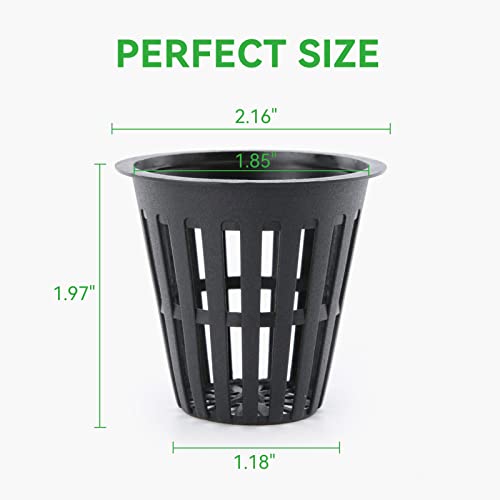 GROWNEER 50 Packs 2 Inches Garden Slotted Mesh Net Cups, Heavy Duty Net Pots with 50 Packs Plant Labels, Wide Lip Bucket Basket for Hydroponics