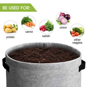 Homyhoo Potato Grow Bags with Flap 10 Gallon, 4 Pack Planter Pot with Handles and Harvest Window for Potato Tomato and Vegetables, Black and Gray