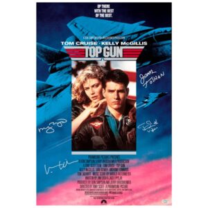 val kilmer, tom skerritt, james tolkan top gun cast autographed 16×24 movie poster