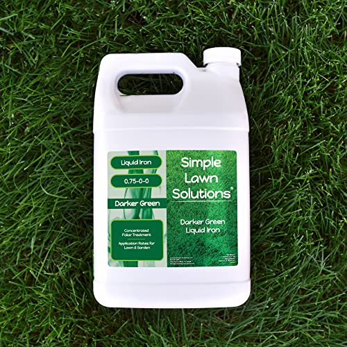 Simple Lawn Solutions - Liquid Iron Fertilizer Darker Green - Chelated Micronutrients - Concentrated Spray Booster for Turf Grass, Indoor Plants and Outdoor Garden (1 Gallon)