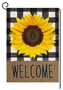 spring summer sunflower garden flag 12×18 vertical double sided buffalo floral welcome farmhouse outdoor decorations burlap yard flag bw123