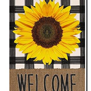 Spring Summer Sunflower Garden Flag 12x18 Vertical Double Sided Buffalo Floral Welcome Farmhouse Outdoor Decorations Burlap Yard Flag BW123