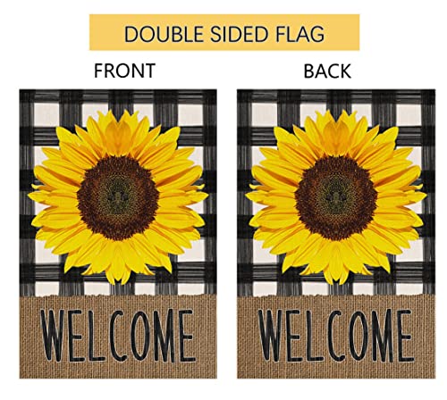 Spring Summer Sunflower Garden Flag 12x18 Vertical Double Sided Buffalo Floral Welcome Farmhouse Outdoor Decorations Burlap Yard Flag BW123